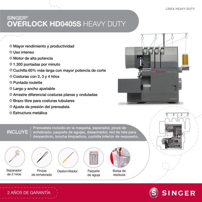 Máquina Overlock Singer HD0405S Heavy Duty - Dismaco S.A.